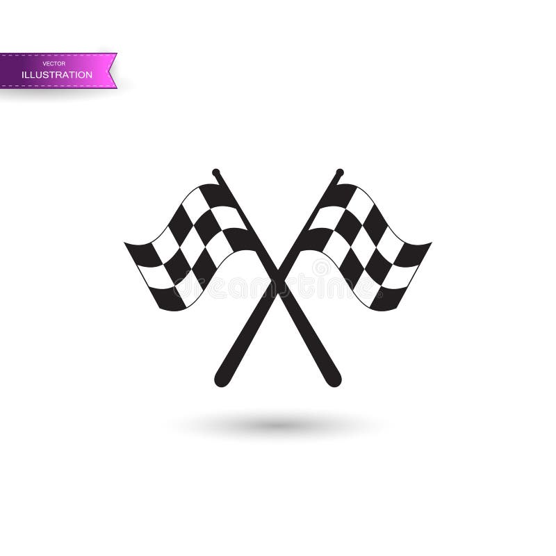 Two Crossed Racing Flags Isolated Icon Stock Vector Illustration Of