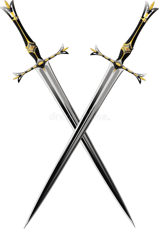 Two crossed swords stock vector. Illustration of object - 12617935