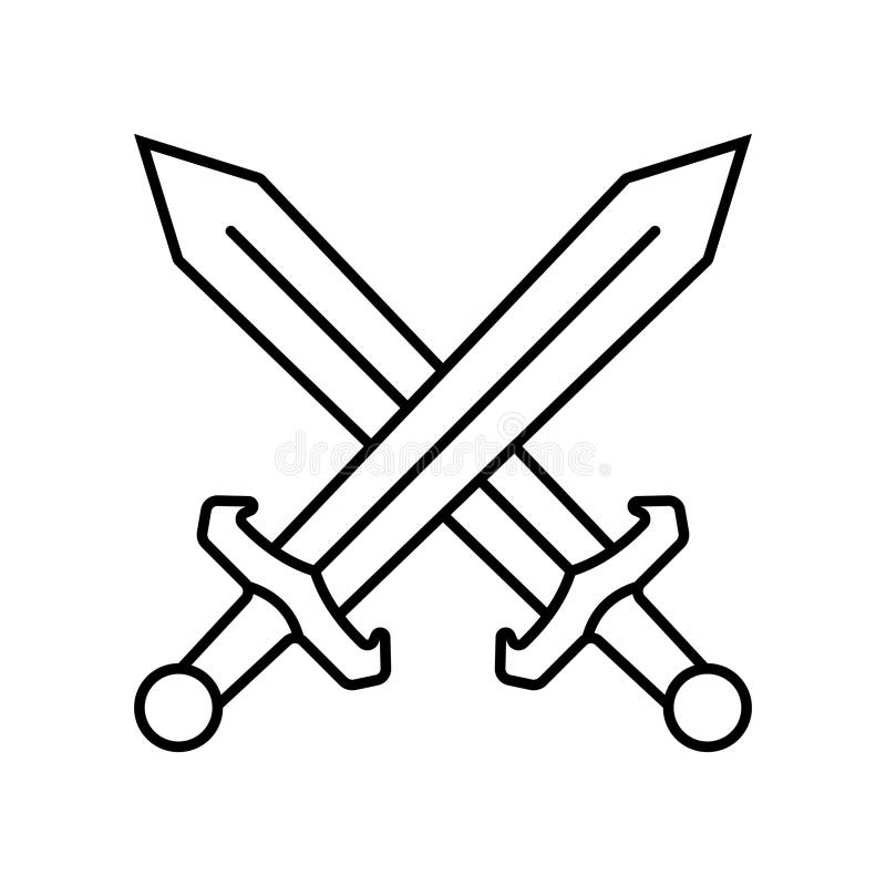 Two Crossed Swords Icon in Linear Style. Stock Vector - Illustration of ...