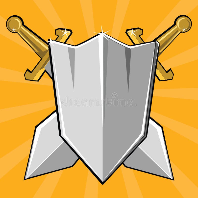 Two Crossed Swords and Shield Stock Vector - Illustration of clipart ...