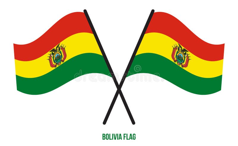 Two Crossed Waving Bolivia Flag on Isolated White Background. Bolivia ...
