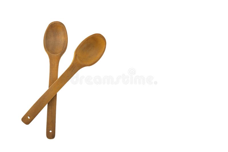 Two Crossed Wooden Spoons Isolated Over White Stock Photo - Image of ...