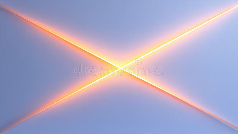 Two Crossing Lines of Light Creating a Glowing X Shape on a Soft Purple ...