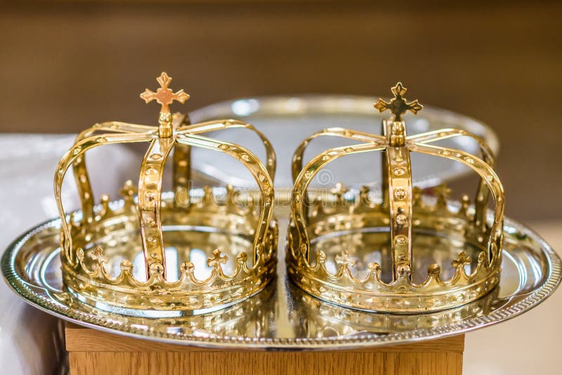 Two Crowns for Wedding Ceremony Stock Image - Image of holiday, gold ...