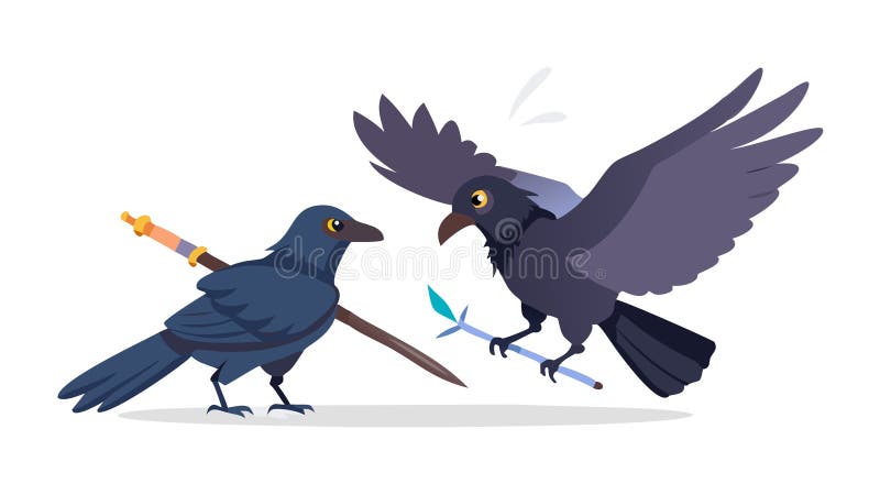 Two Crows in Conflict, Struggle and Rivalry, Vector Design Generative ...