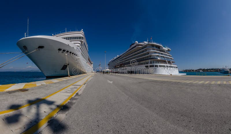 Two Cruise Ships at the Dock in the Harbor Editorial Stock Photo ...