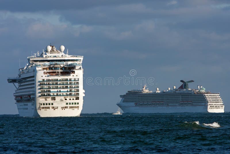 Two Cruise Ships Head Out To Sea Editorial Photo - Image of blue, waves ...