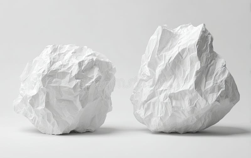 White Crumpled Paper Sculptures Stock Illustration - Illustration of ...