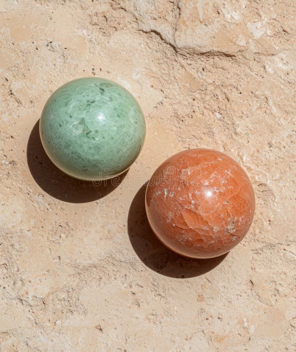 Two Crystal Balls on a Stone Surface. Stock Illustration - Illustration ...