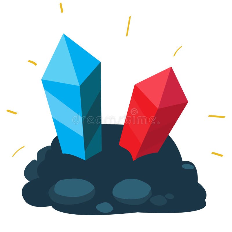Two Crystal Gemstones in the Rock Stock Illustration - Illustration of ...