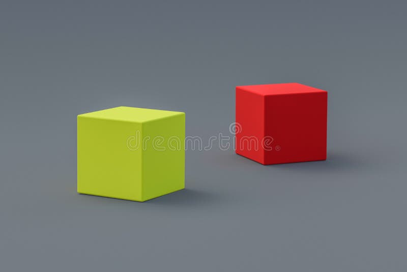 Two Cubes on Gray Background. Simple Geometry Shape Stock Illustration ...