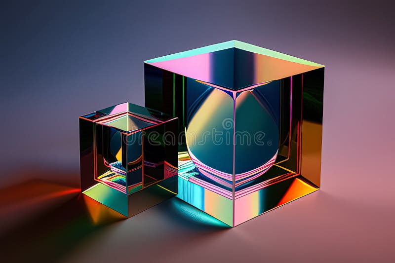 Two Cubes Made of Glass are Placed on a Table Stock Photo - Image of ...