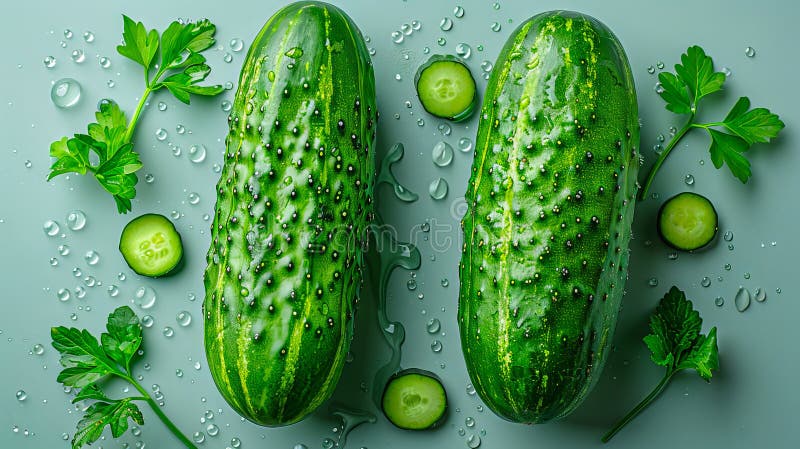 Two Cucumbers are Laying on Top of Each Other Stock Image - Image of ...
