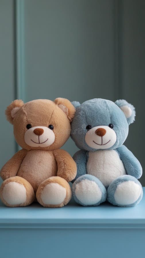 Two Cuddly Bears Sitting Together on a Soft Surface in a Cozy Indoor ...
