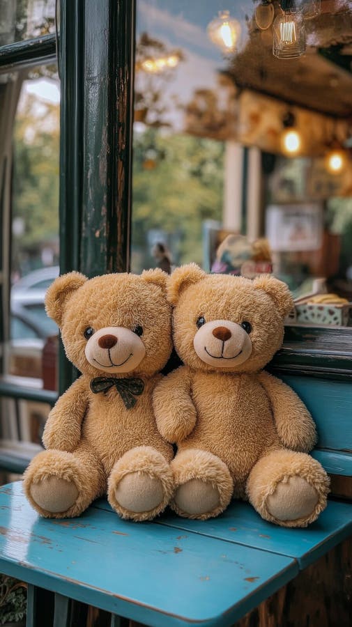 Two Cuddly Bears Sitting Together on a Soft Surface in a Cozy Indoor ...