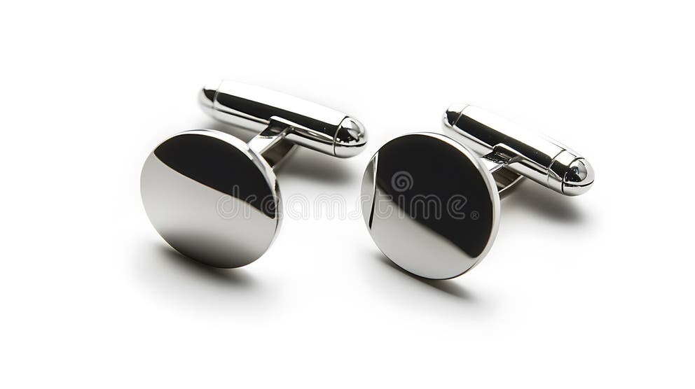 Two Cufflinks with a Silver Oval Shape Stock Illustration ...
