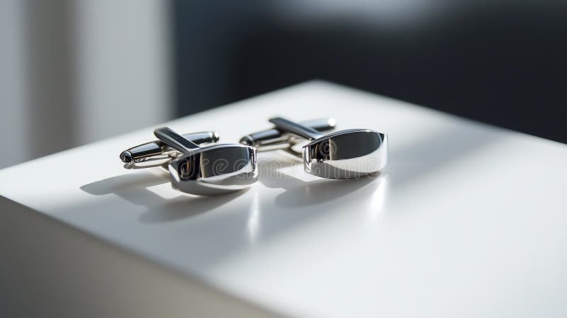 Two Cufflinks are Sitting on a White Surface Stock Photo - Image of ...