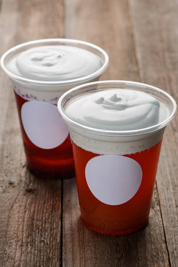 Two Cups of Cheese Tea with Various Tastes Stock Image - Image of ...