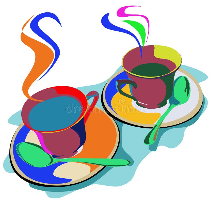 Two Cups of Coffee in the Abstract Stock Illustration - Illustration of ...
