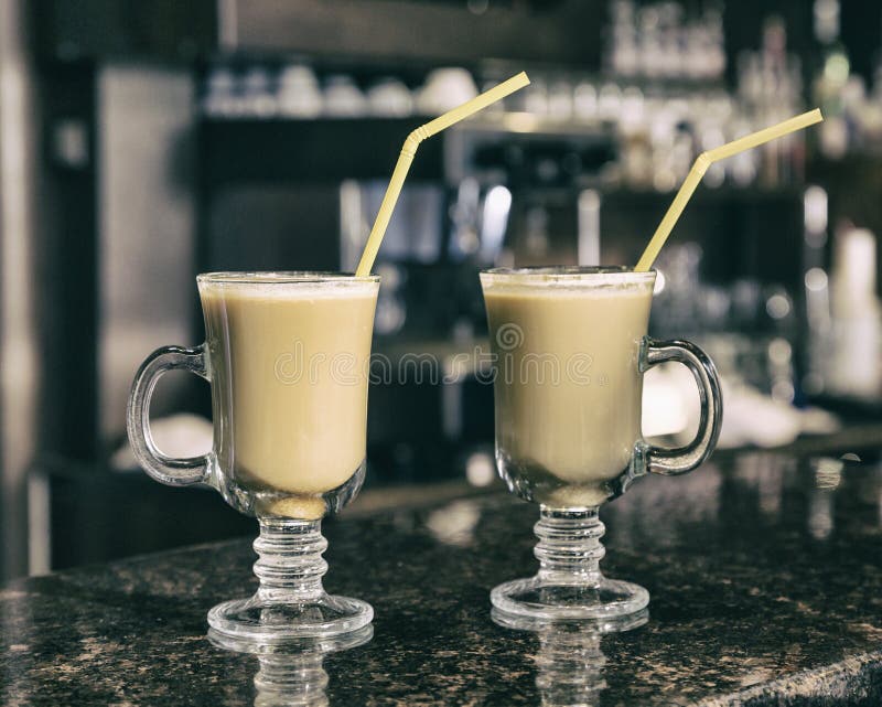 Two cups of coffee, bar stock image. Image of interior - 64755413