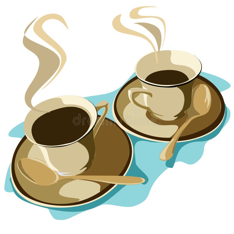 Two cups of coffee stock illustration. Illustration of coffee - 49736740
