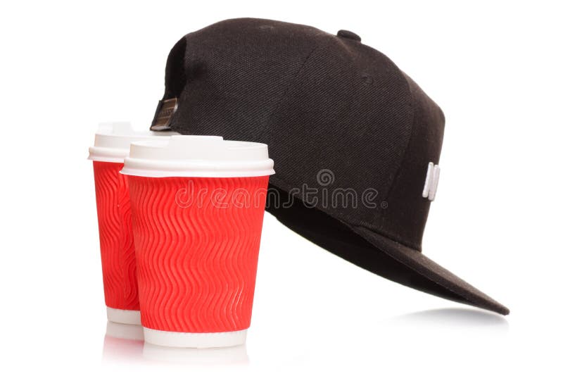 Two cups of coffee cap stock photo. Image of empty, liquid - 105723170