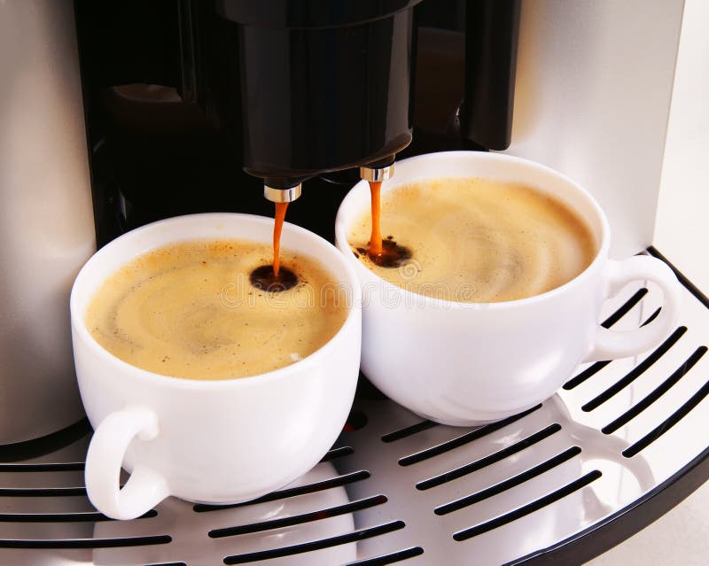 Two cups of coffee stock image. Image of metal, espresso - 51013663