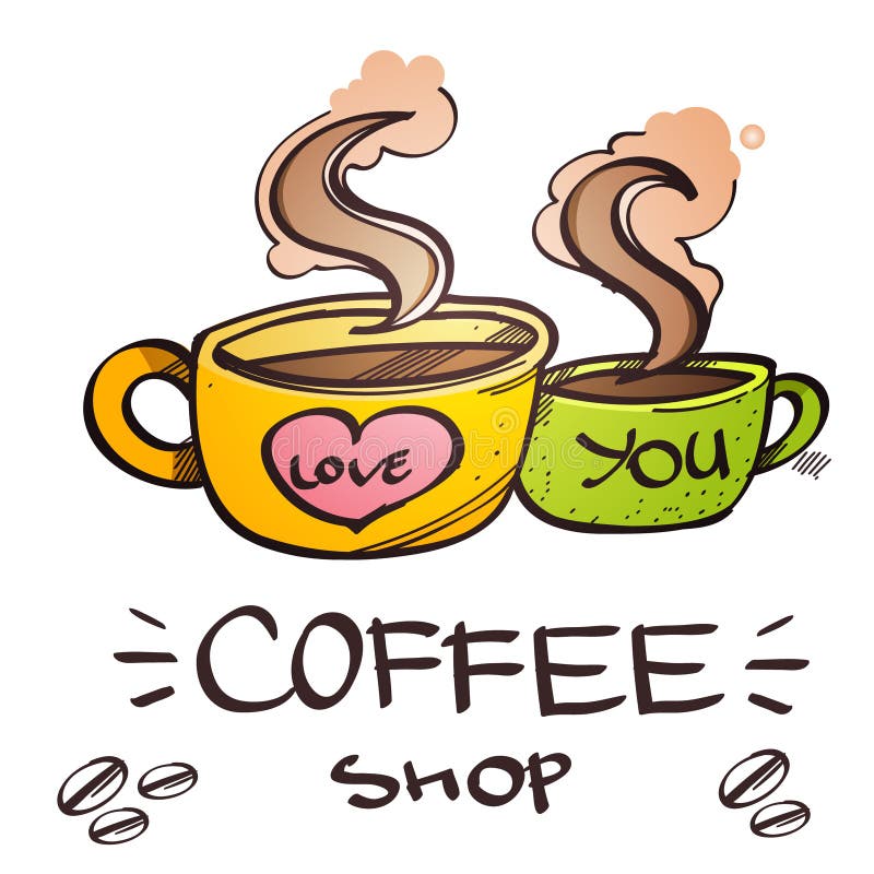 Two Cups of Coffee Sketch. the Elements for Infographics with a Hand ...