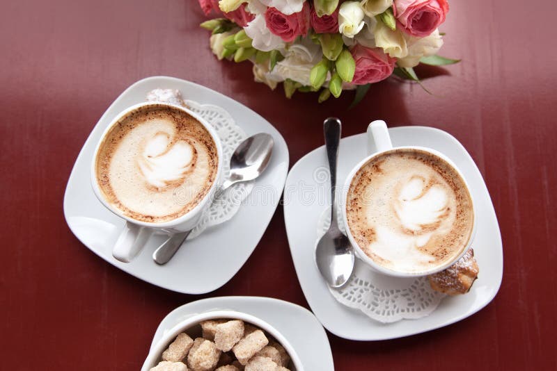 Two cups of coffee stock photo. Image of restaurant, latte - 32819424