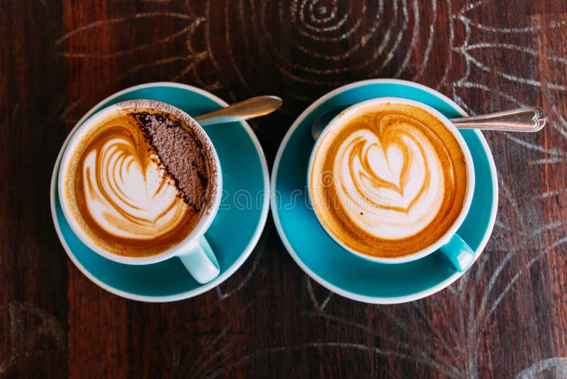 Two Cups of Coffee on the Table Stock Photo - Image of drink, table ...