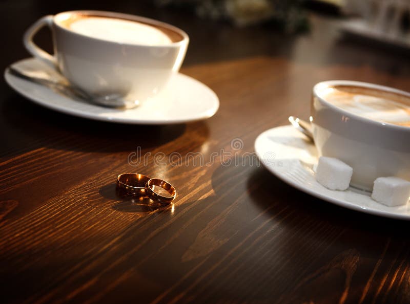 Two Cups of Coffee on the Table, Stock Image - Image of romance, saucer ...