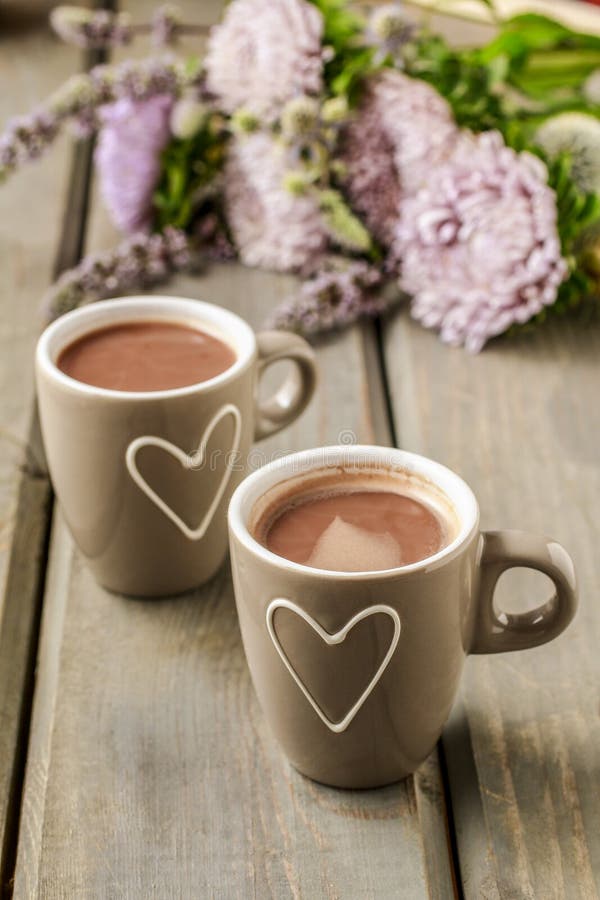 Two cups of coffee stock photo. Image of heart, delicious - 167763994