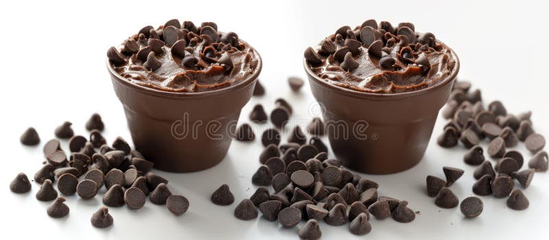 Two Cups of Chocolate Pudding with Chocolate Chips Stock Image - Image ...