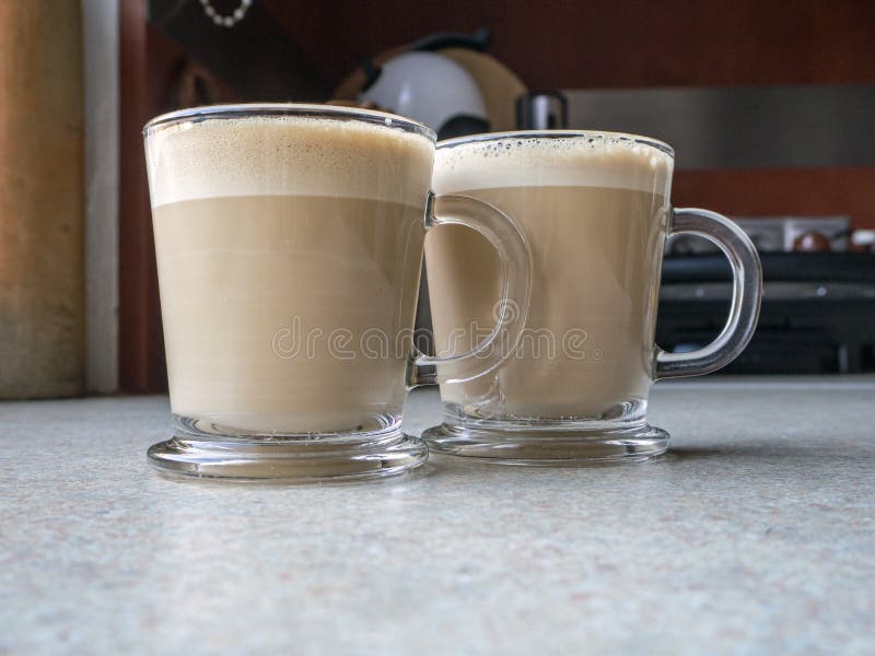 Two cups of coffee stock image. Image of drink, breakfast - 148555611