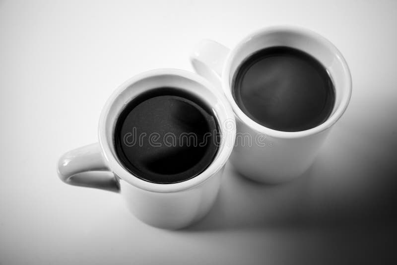 Two Cups Full of Coffee Stand on a Table Stock Photo - Image of square ...