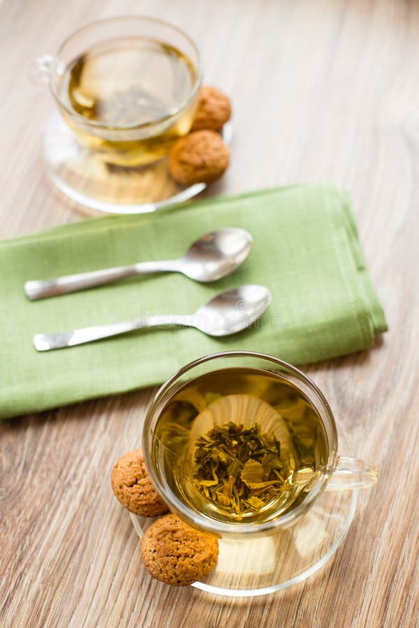 Two cups with green tea stock image. Image of cinnamon - 33561727