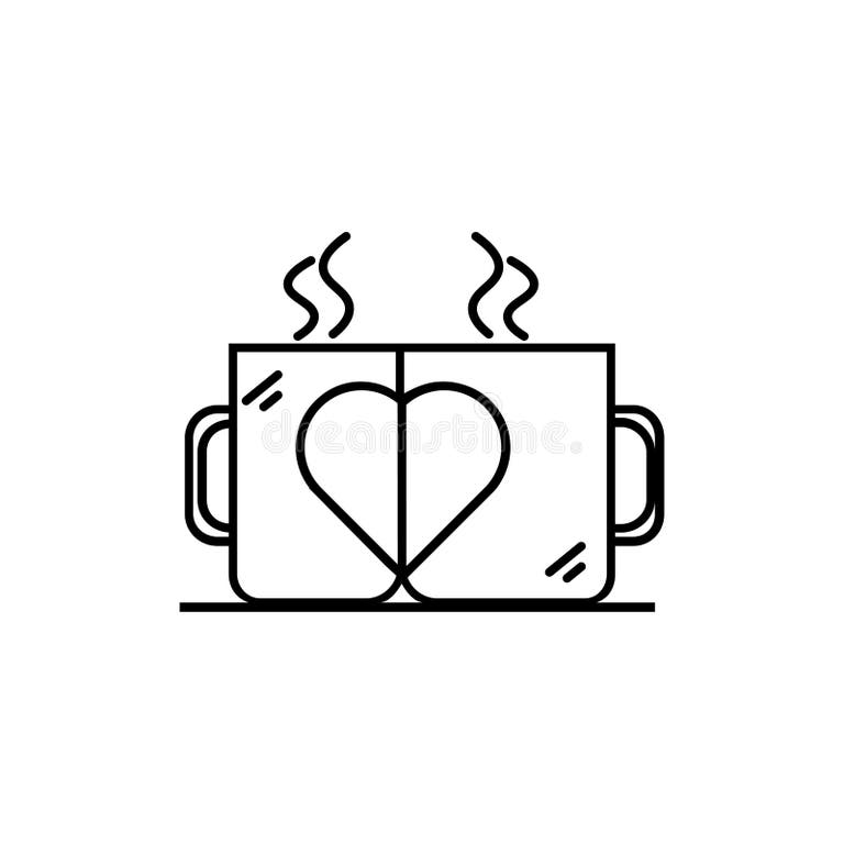 Two cups with a heart icon stock illustration. Illustration of graphic ...