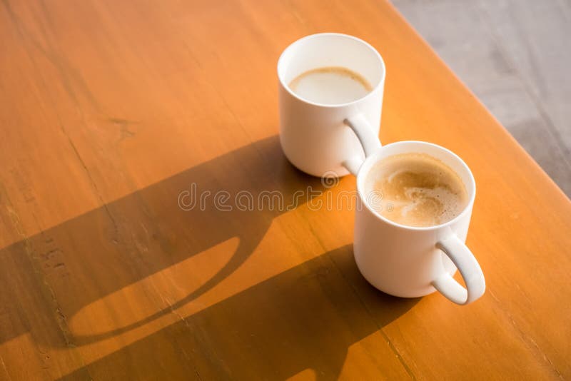 Two Cups of Hot Drinks Tea and Coffee Stock Image - Image of white ...