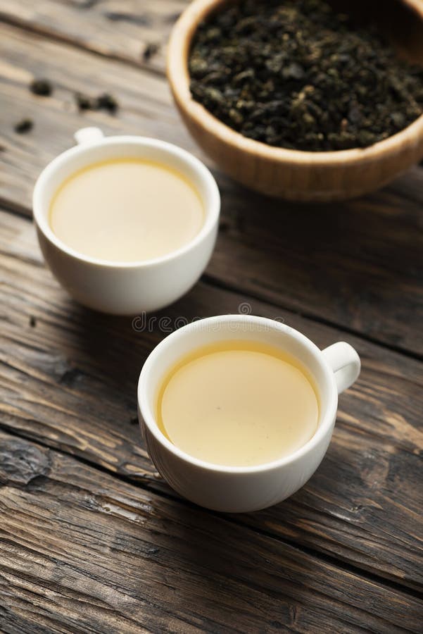 Two Cups with Hot Green Tea Stock Image - Image of leaf, japanese ...