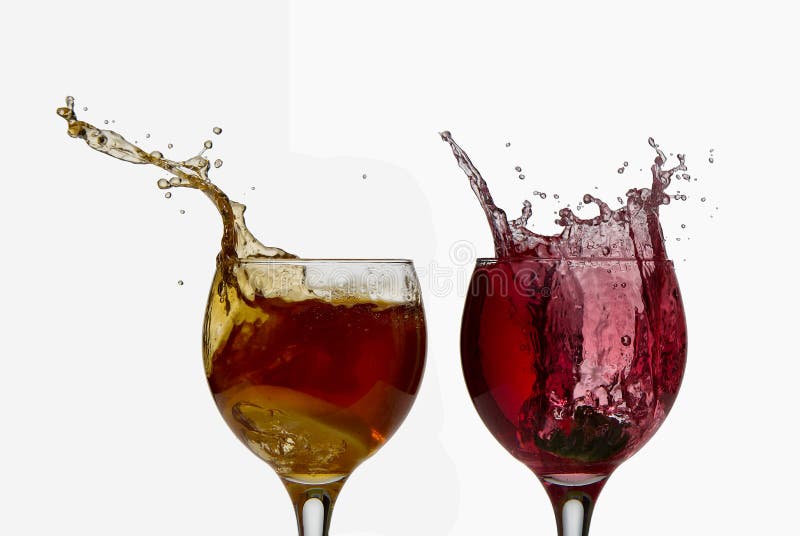 Two Cups with Refreshing Drinks,splashing Stock Image - Image of object ...