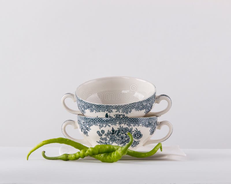 Two cups of soup stock photo. Image of objects, tandem - 64478288