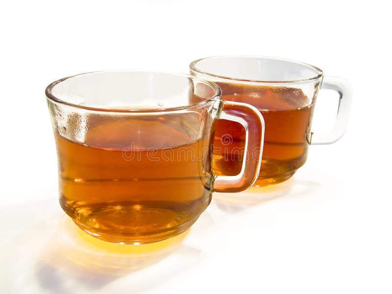 Two Cups of Black Tea on a Wicker Table Early in the Morning. Tea ...