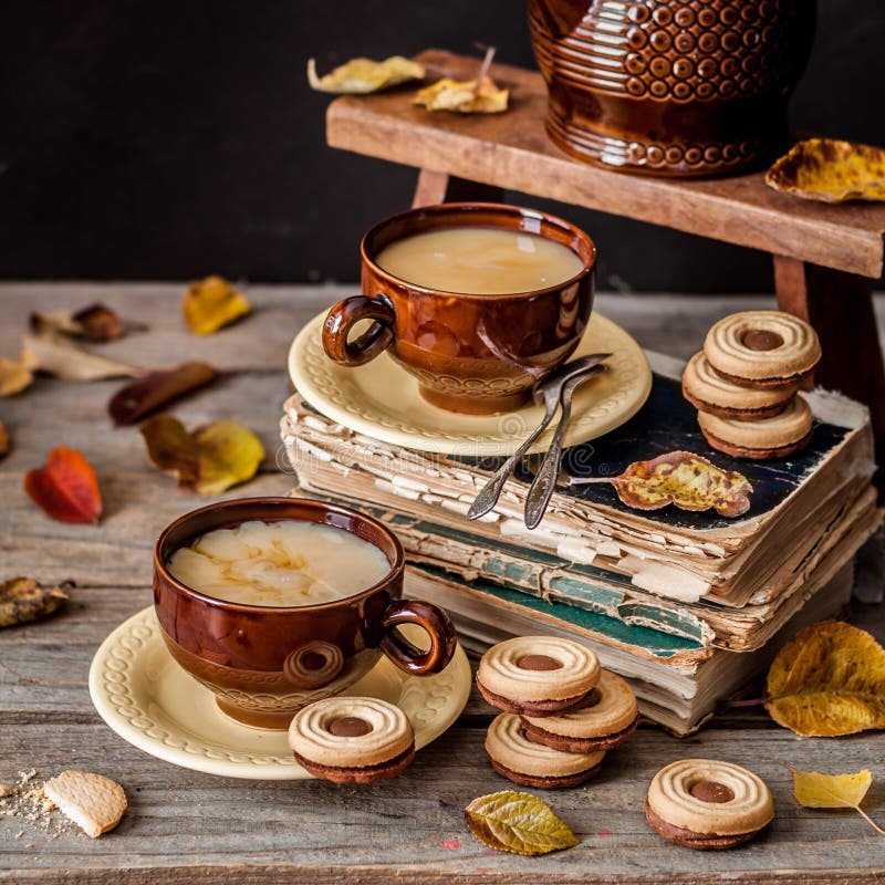 Tea and Cookies, Fall Mood stock image. Image of filling - 113467329