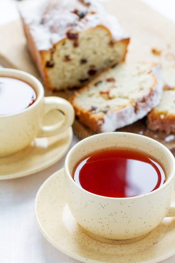 Two Cups of Tea and Homemade Cake Stock Image - Image of baked ...