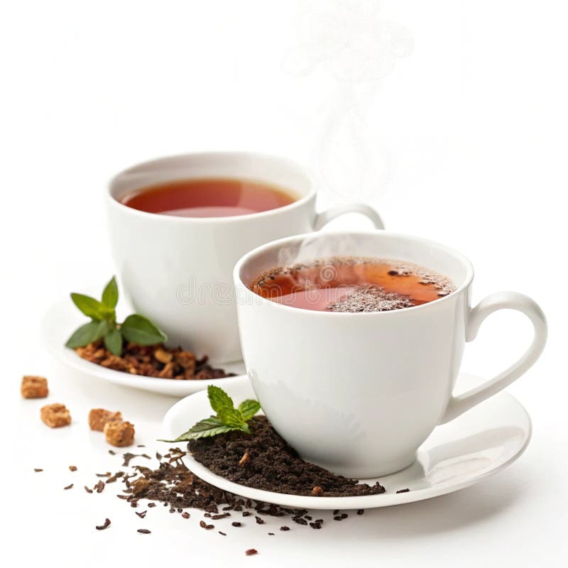 Two cups of tea stock illustration. Illustration of isolated - 357709009