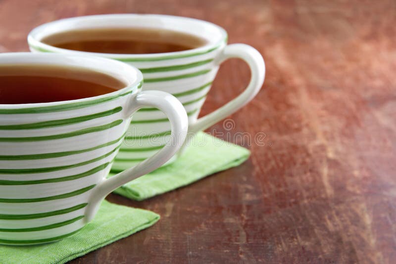 Two Cups Of Tea On Wooden Background Stock Photo - Image of couple ...