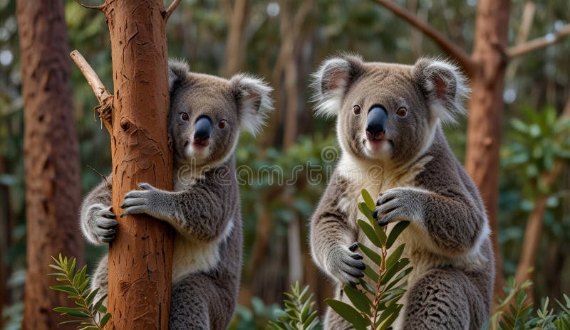 Two Curious Koalas in Their Natural Habitat Stock Illustration ...