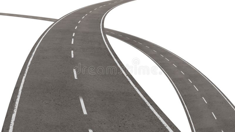 Two Curved Roads Represent Different Options.,Two-way Lane Road ...