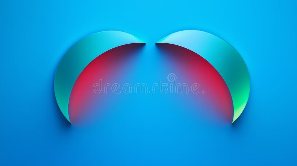 Two Curved Shapes in Vibrant Teal and Pink Hues Create a Captivating ...