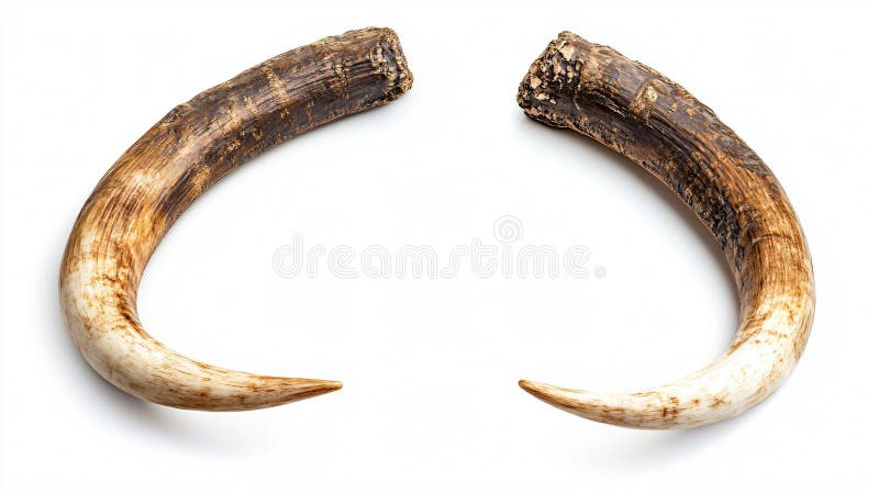 Two Curved Wild Boar Tusks on White Background for Wildlife or Hunting ...